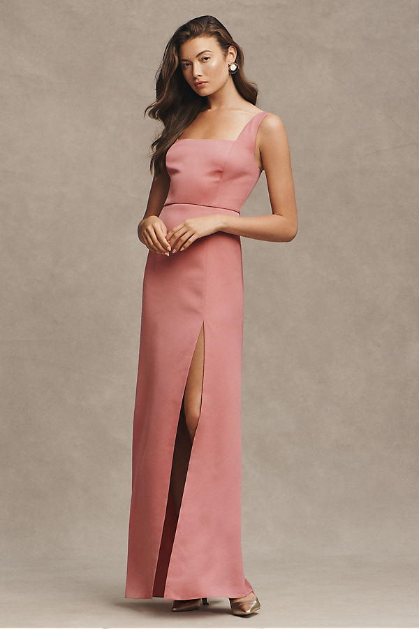 knee length dresses for ladies Sofia Open Back Satin Maxi Dress