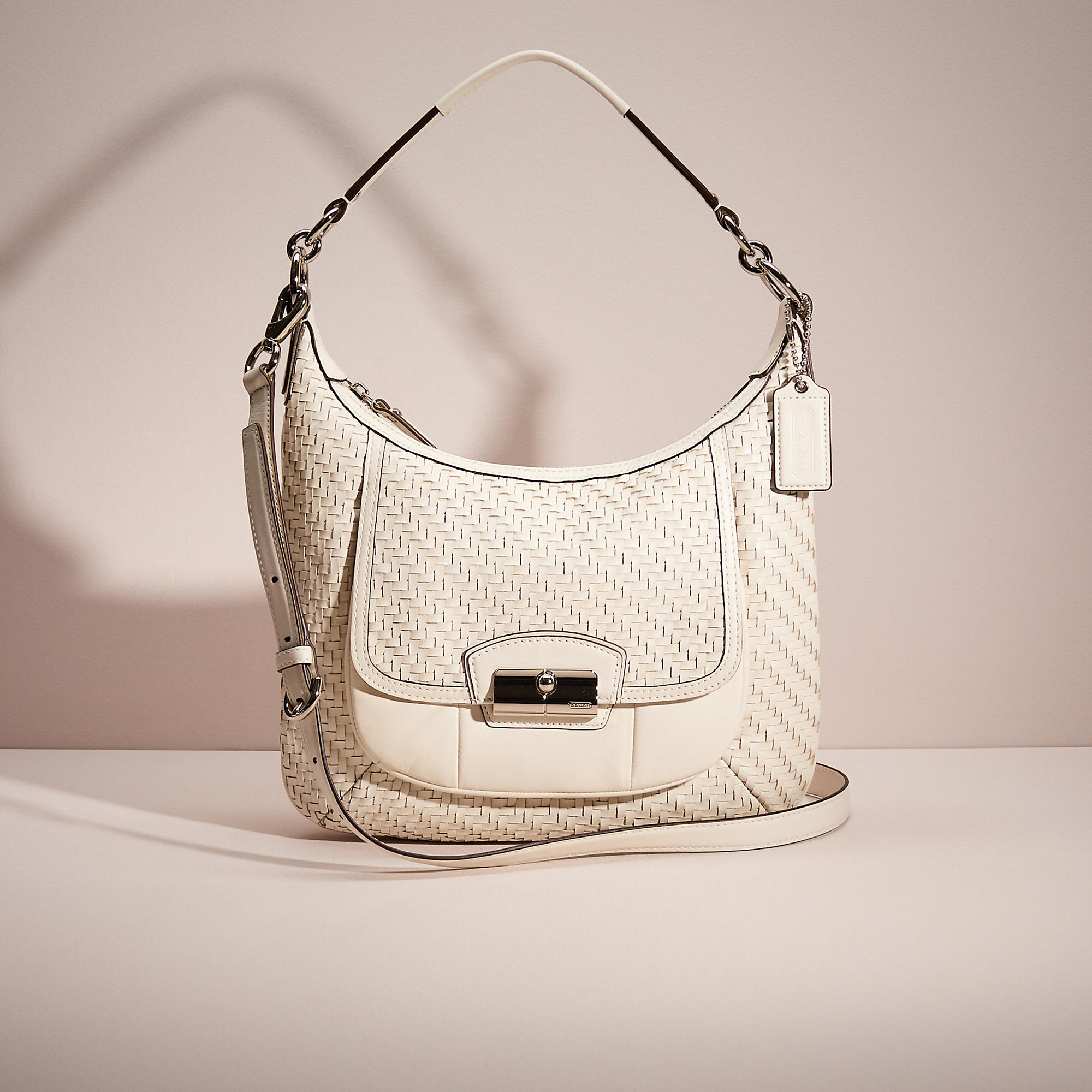 Coach Restored Kristin Woven Leather Hobo - Silver/Parchment 