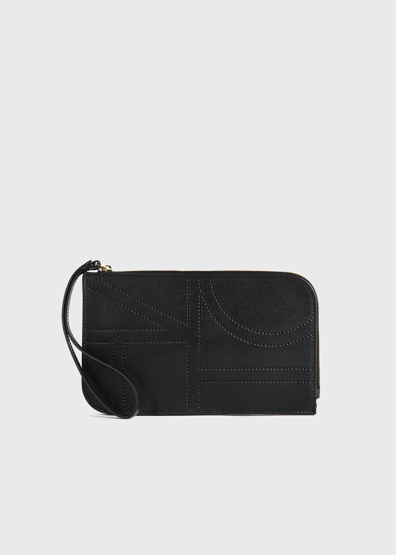Toteme Monogram Leather Wristlet Pouch - Black | Editorialist