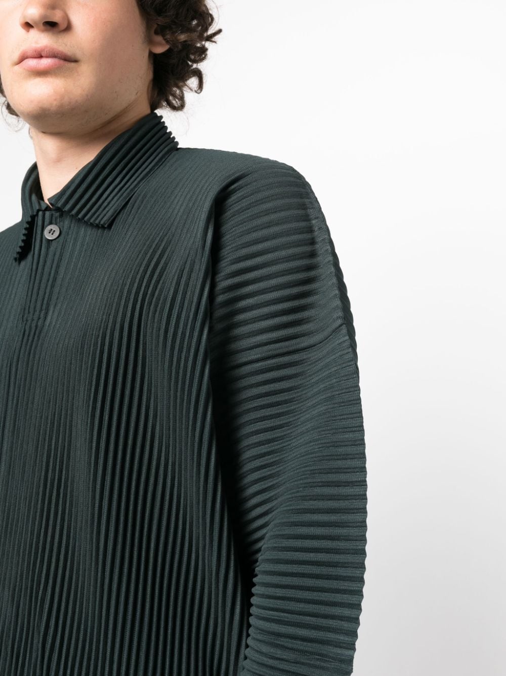 Issey Miyake Mc August Pleated Polo Shirt - Green | Editorialist