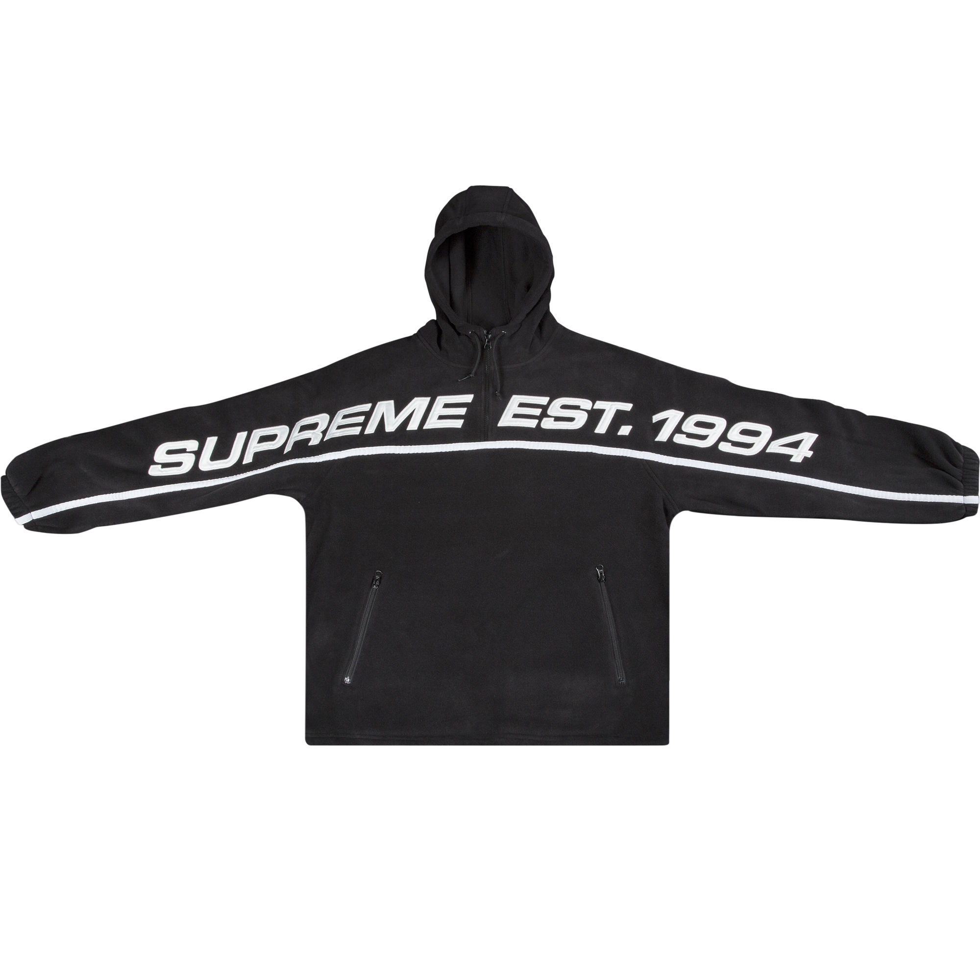 Supreme Polartec Half Zip Hooded Sweatshirt - Black | Editorialist