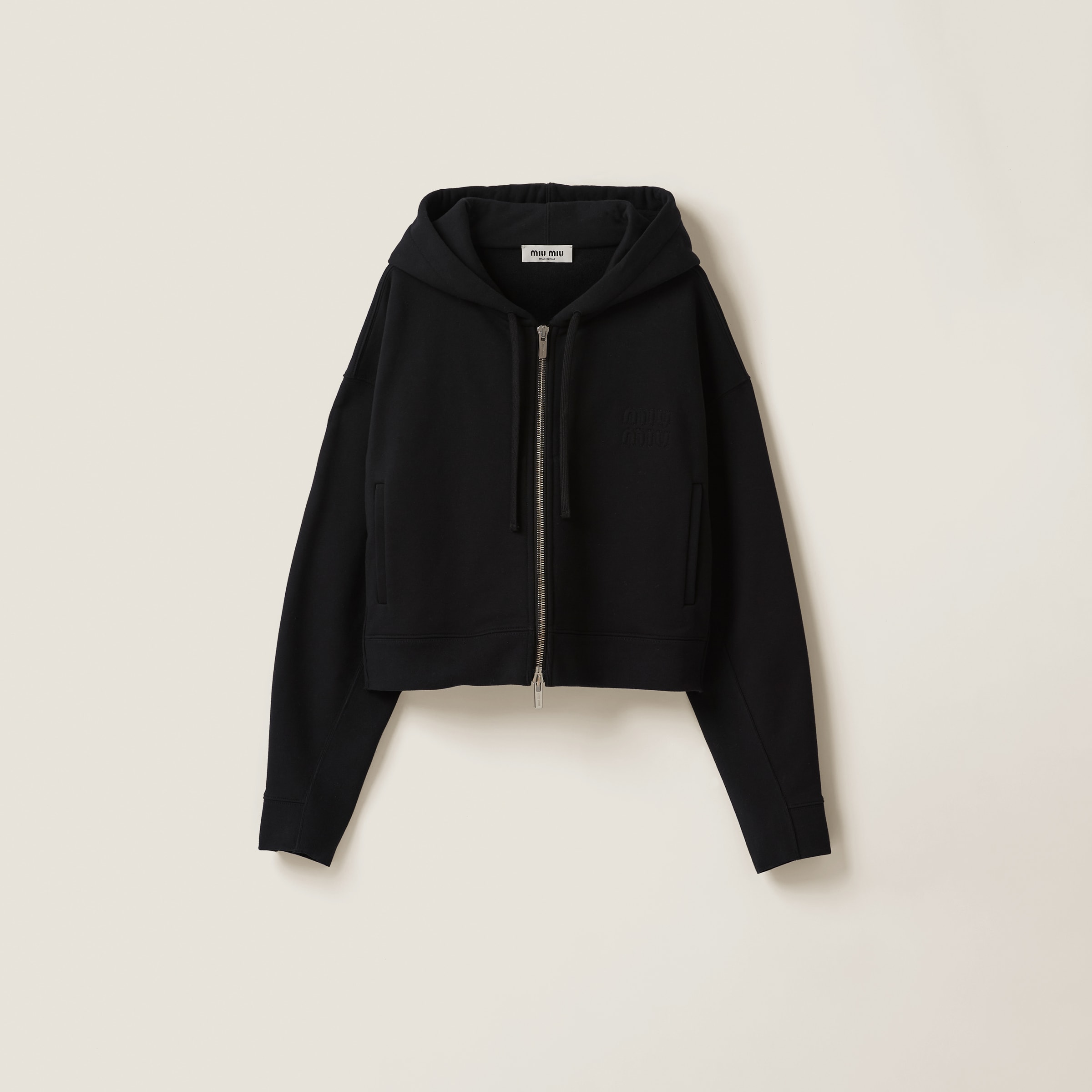 Miu Miu Cotton Hoodie - Black | Editorialist