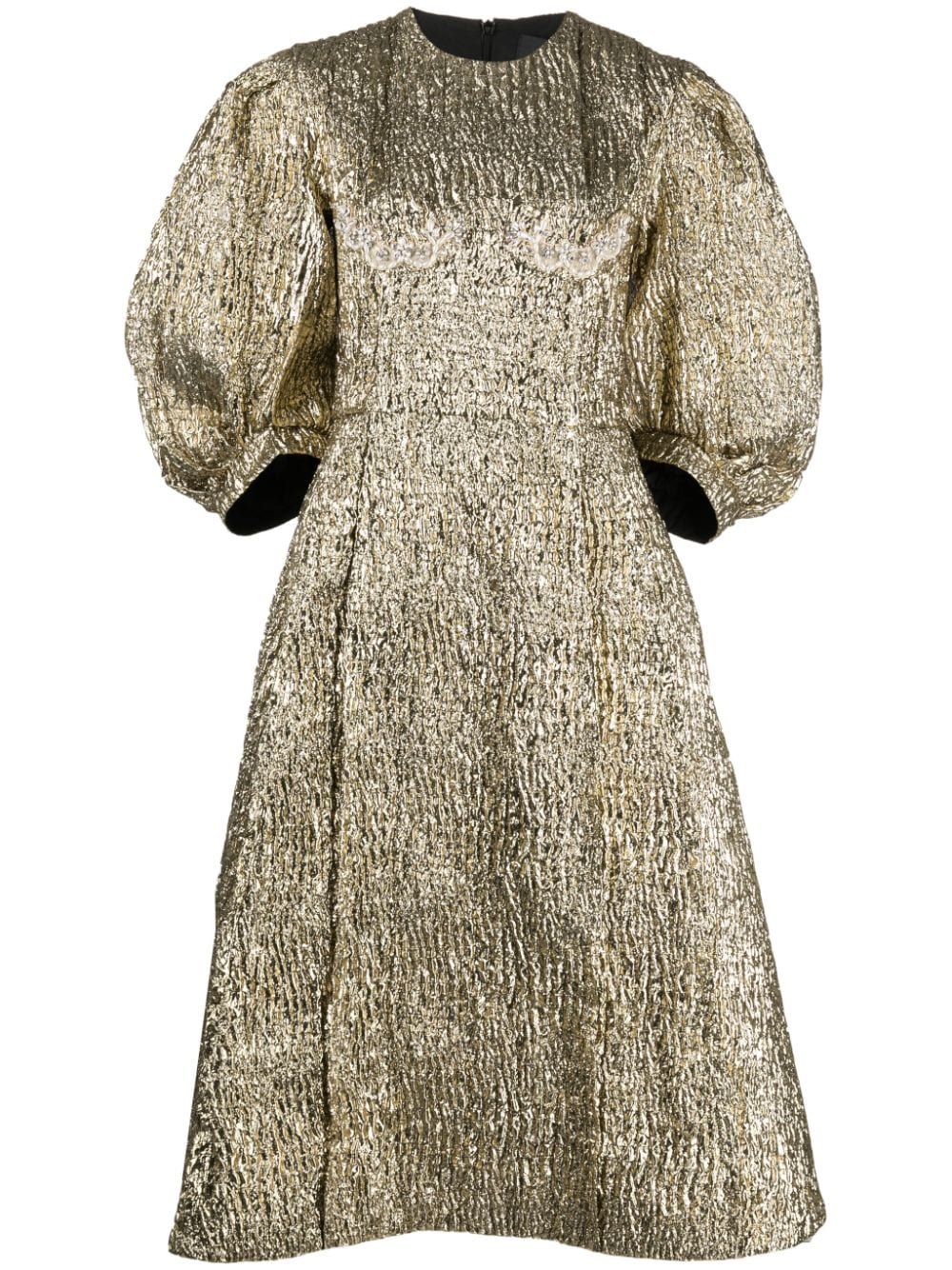 simone rocha gold dress Crystal-Embellished Cloqué Midi In - 70% Off Mini dress