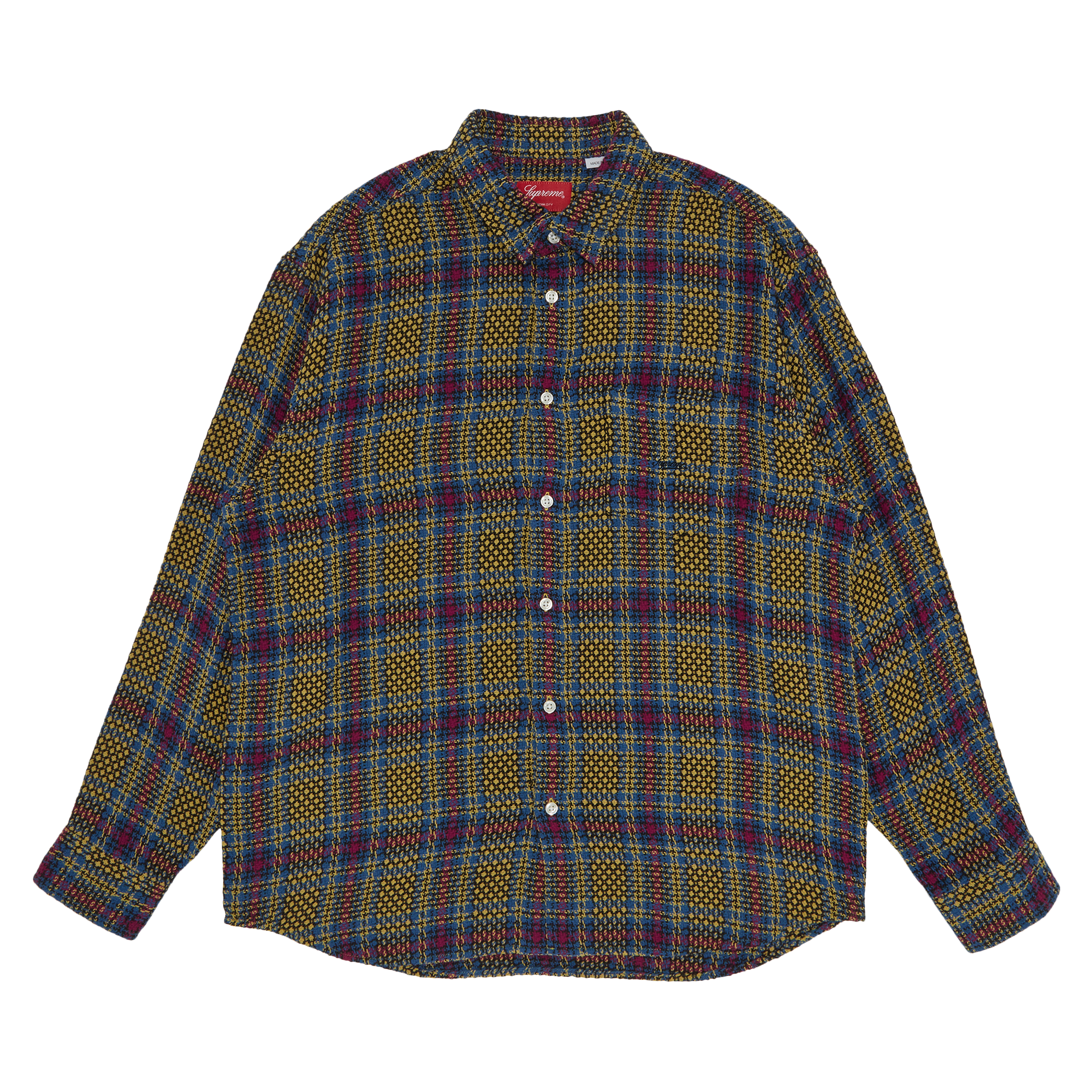トップス Supreme basket weave plaid shirt yellow Supreme Basket Weave Plaid Shirt - Yellow | Editorialist