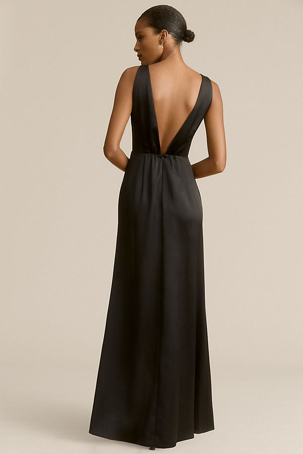 knee length dresses for ladies Cara Lilac Matte Satin High-Neck Maxi Dress – Club L London main image 1
