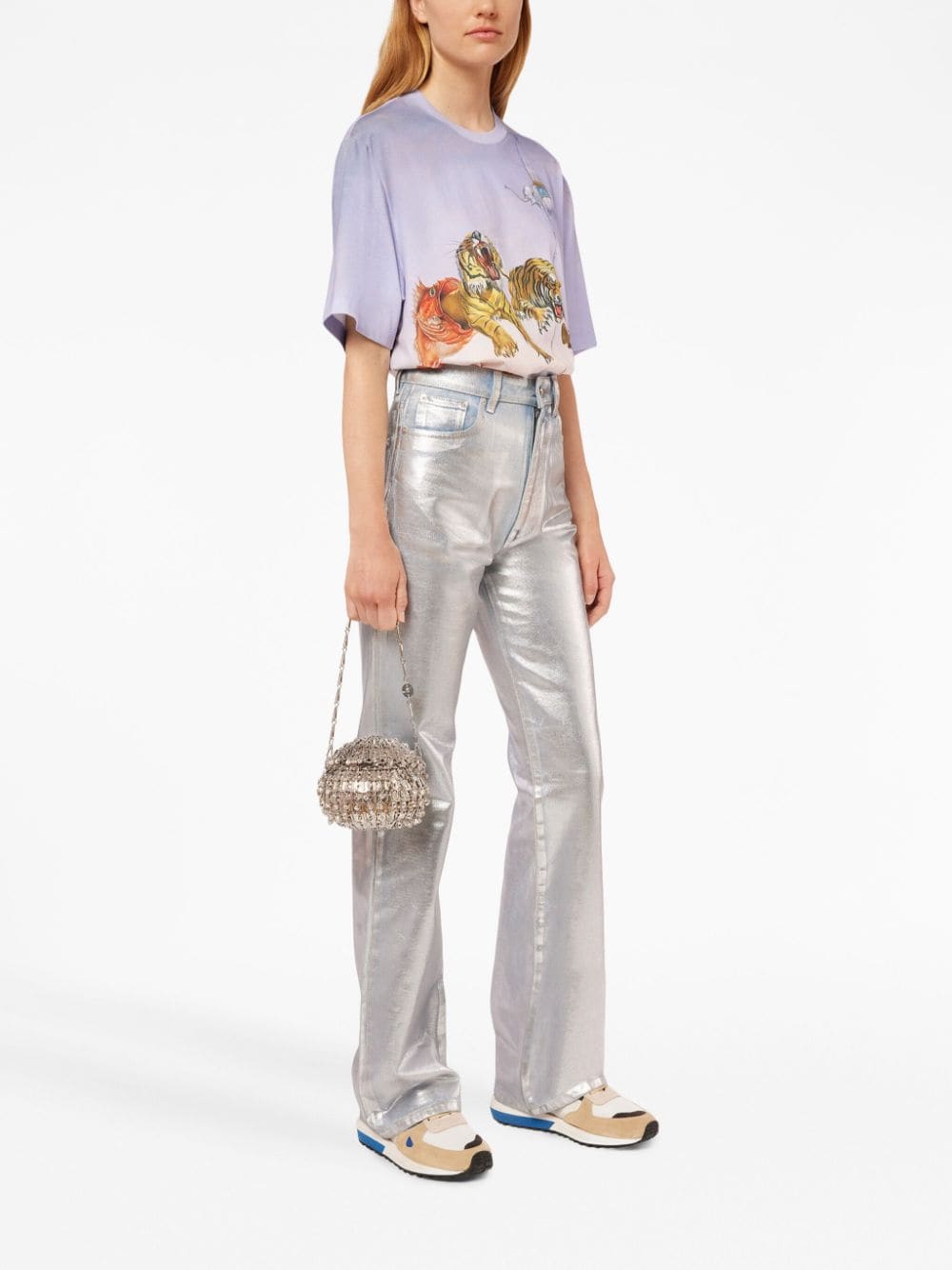 PACO RABANNE Rabanne Metallic Finish Straight-Leg Jeans
