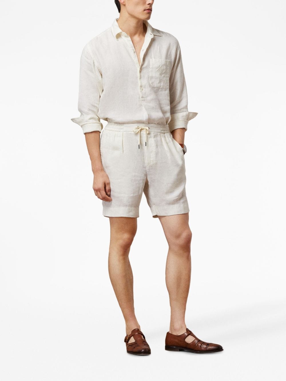 RALPH LAUREN PURPLE LABEL Ralph Lauren Purple Label Drawstring Linen Deck Shorts