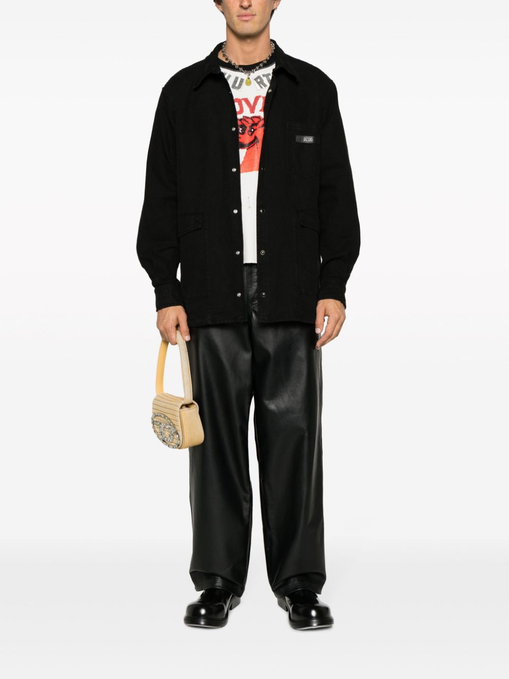 GCDS logo-patch cotton shirt