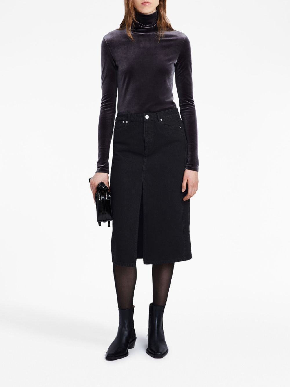 PROENZA SCHOULER WHITE LABEL Proenza Schouler White Label Sloan Washed-Denim Midi Skirt
