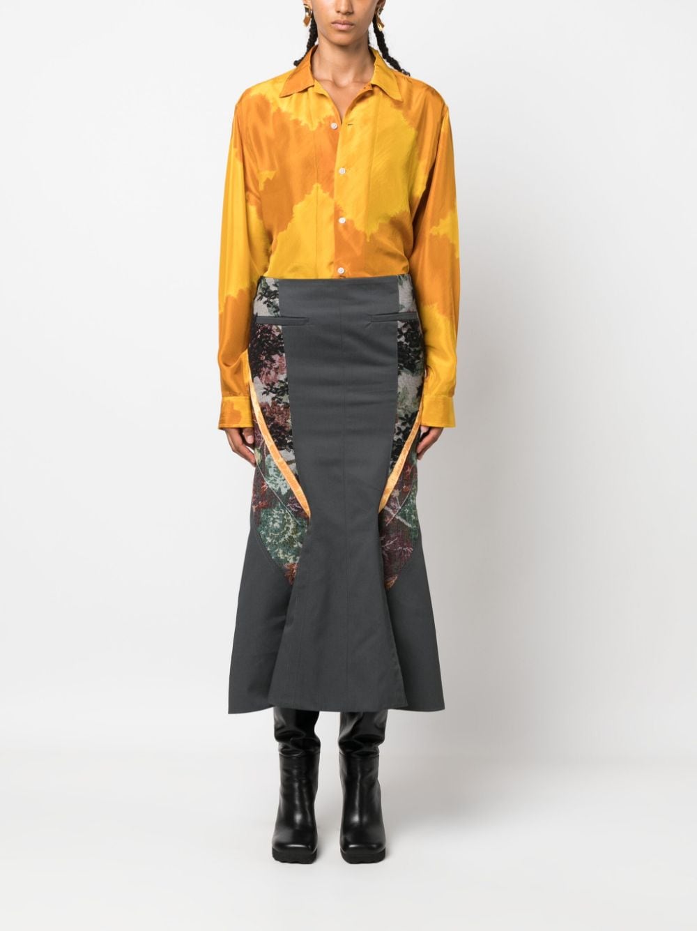MARINE SERRE Marine Serre Regenerated Floral Tapestry Flared Midi Skirt