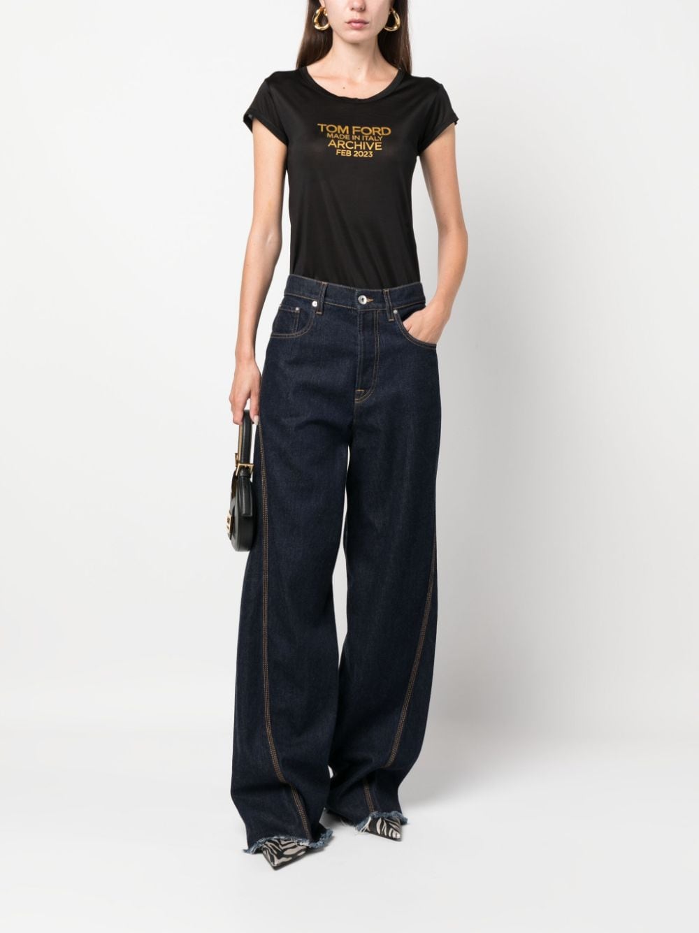 TOM FORD TOM FORD logo-print silk T-shirt