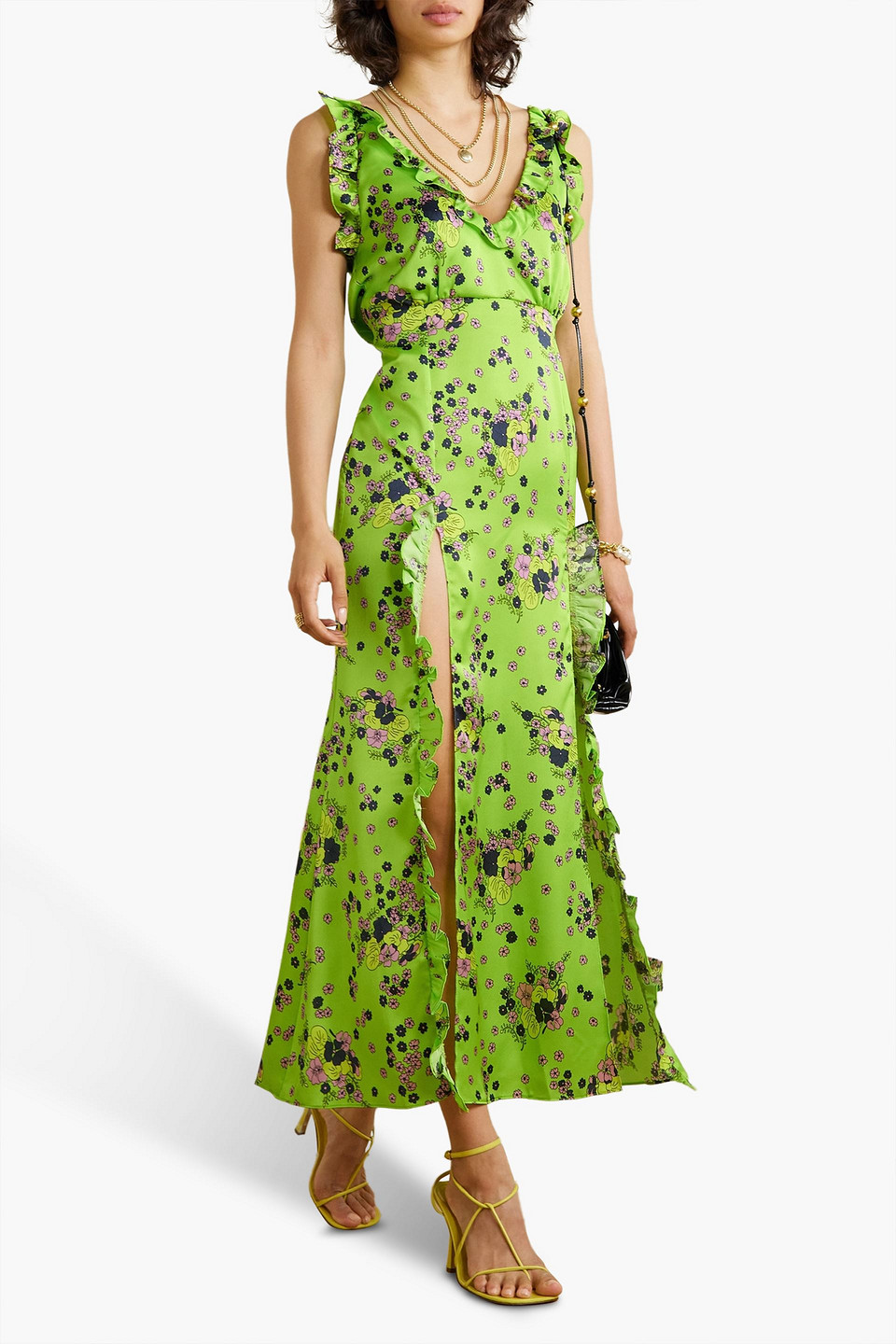 les reveries floral satin dress Les Rveries + Floral-Print Silk-Charmeuse Maxi Dress