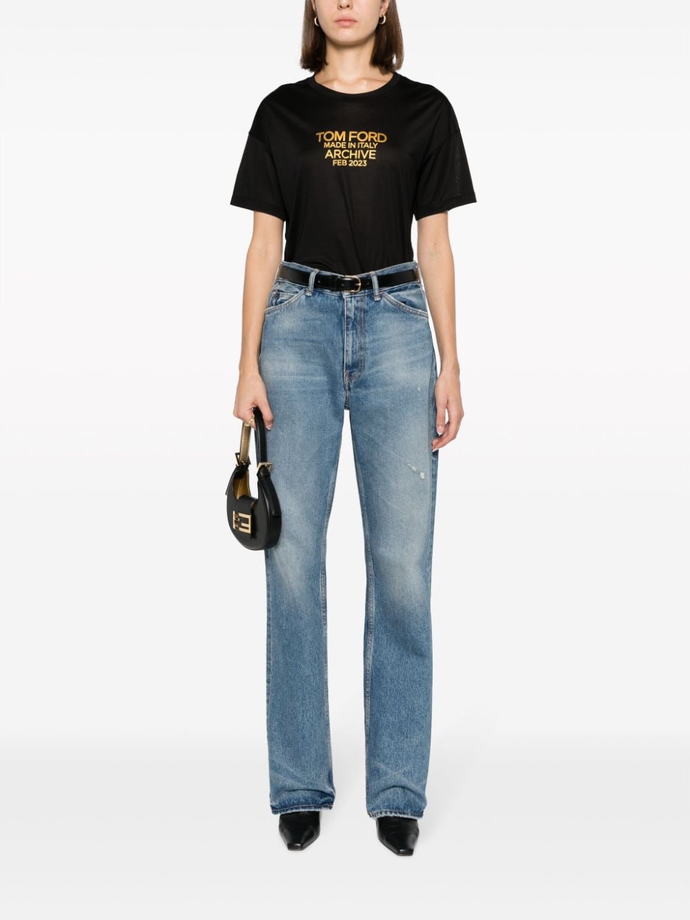 TOM FORD TOM FORD Logo-Print Silk T-Shirt