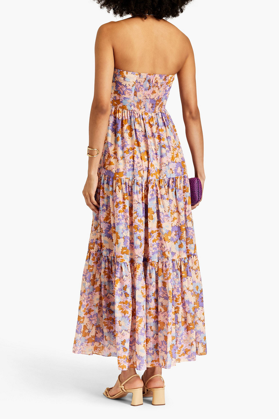 knee length dresses for ladies Free People Brown Ribbed Maxi Dress with Low Open Back and Dramatic Ti –  The Thrifty Hippy main image 1