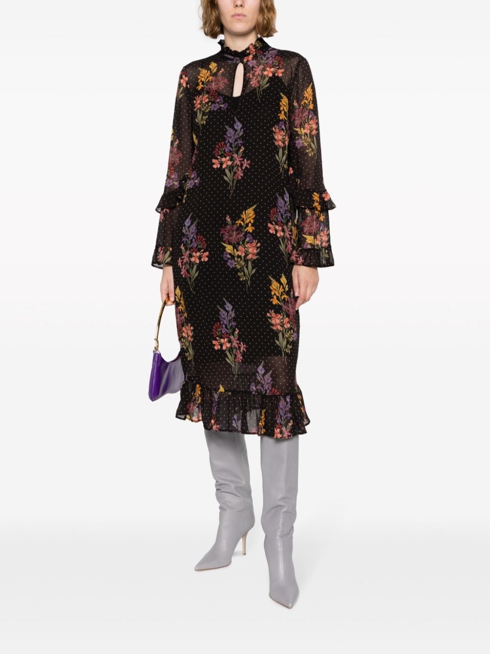 TWINSET TWINSET Double-Layer Floral-Print Midi Dress