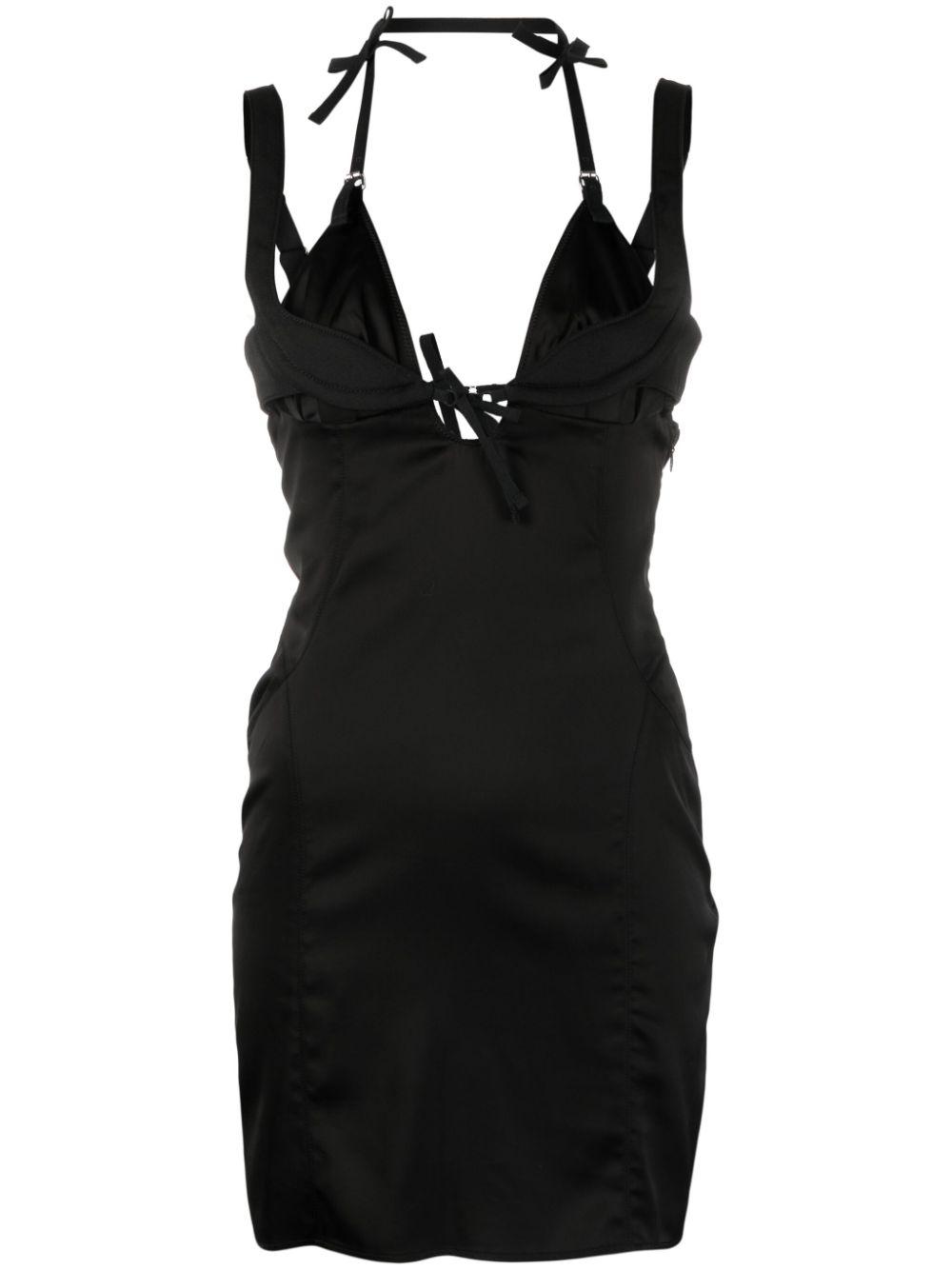 mini azaelea dress Floral-Appliqué Bandeau A-Line Mini Dress in Black