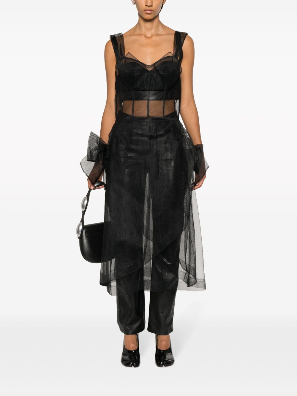 MAISON MARGIELA Maison Margiela bow-appliqué tulle midi dress