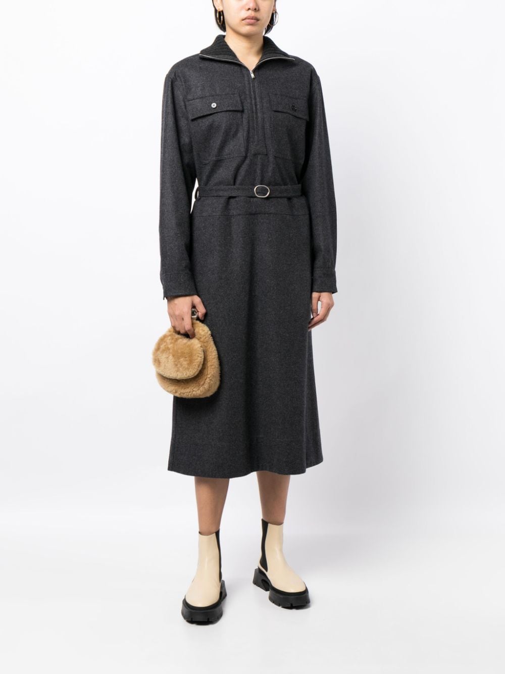JIL SANDER Jil Sander Long-Sleeve Belted Midi Shirtdress