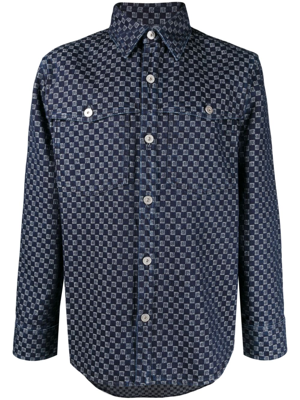 Supreme Logo Stripe Jacquard Denim Shirt - Blue | Editorialist