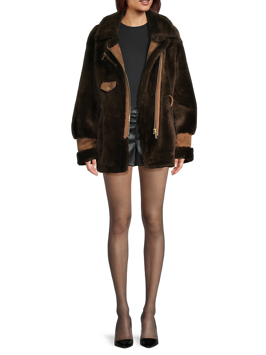 Nicole Benisti Elizabeth Belted Shearling Jacket - Chocolate