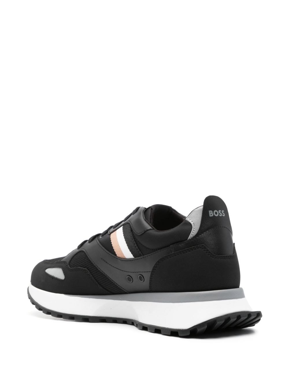 Boss Striped Lace-Up Sneakers - Black | Editorialist display picture 1