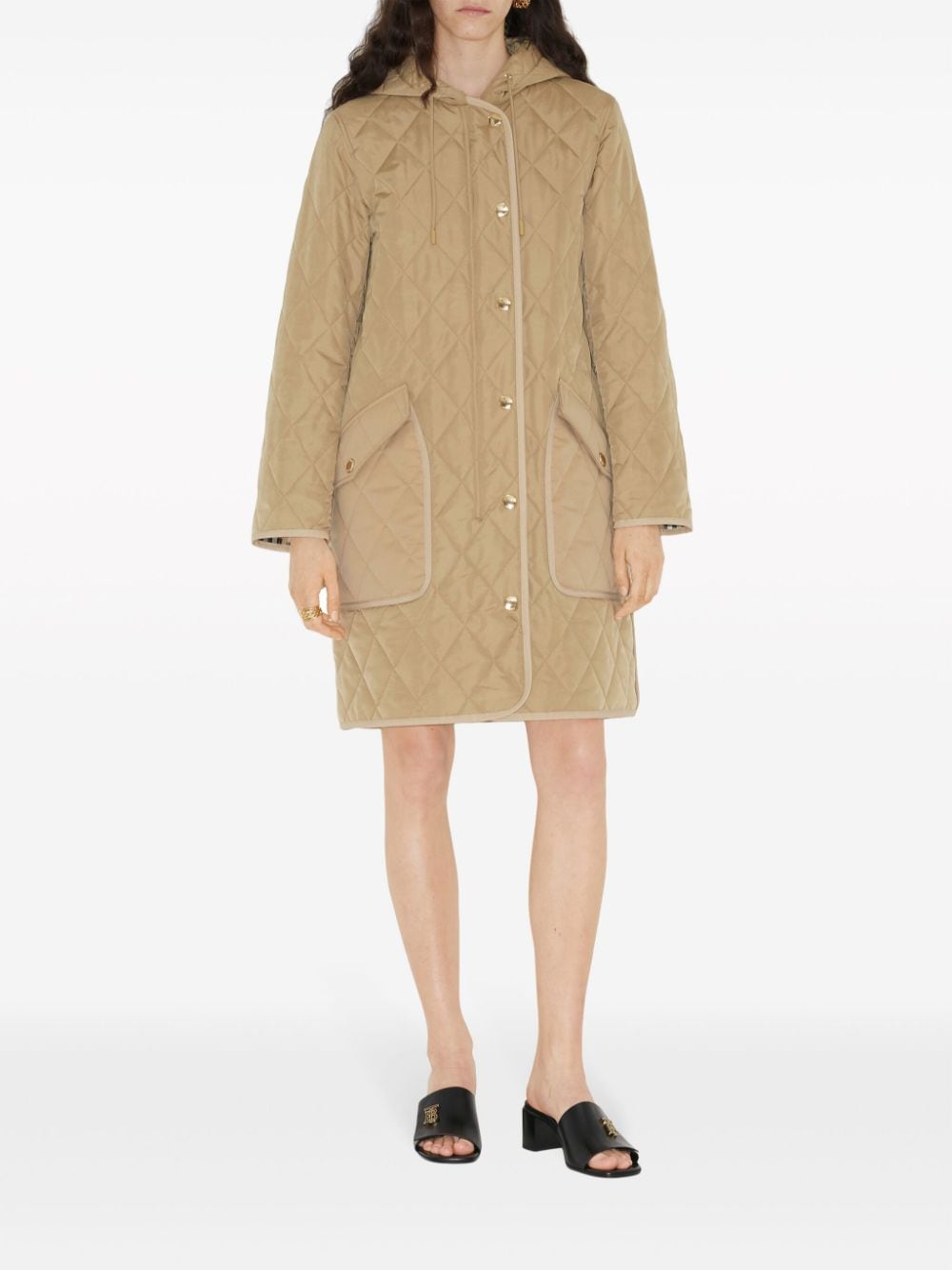 BURBERRY Burberry diamond-quilted hooded parka coat