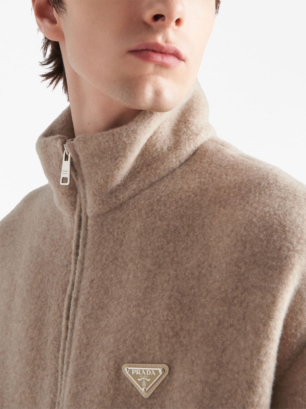 Prada Zip-Up Cashmere Jacket - Neutrals | Editorialist