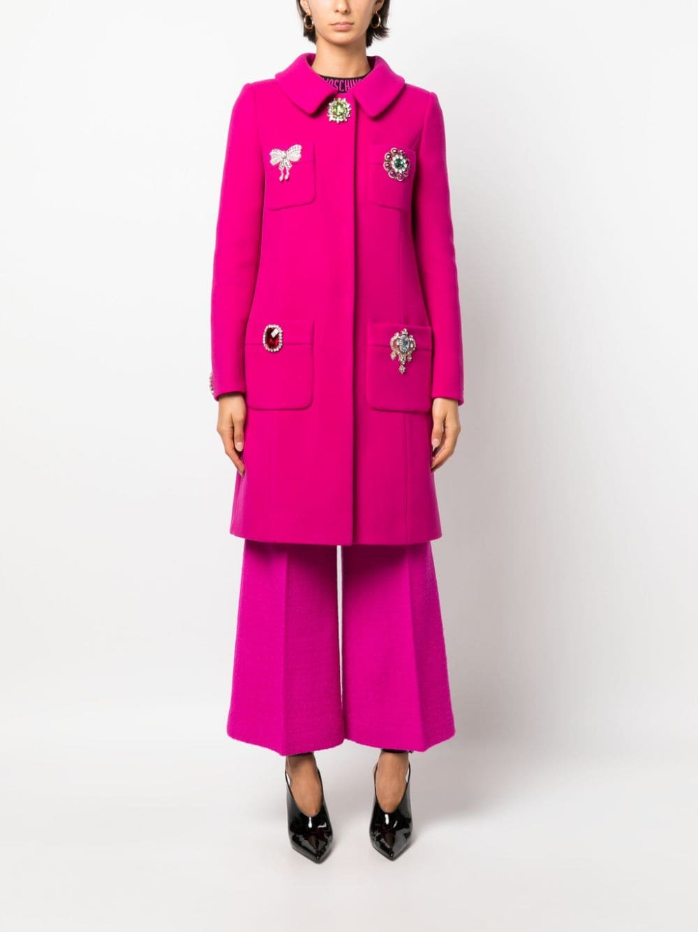 MOSCHINO Moschino Brooch-Embellished Single-Breasted Coat