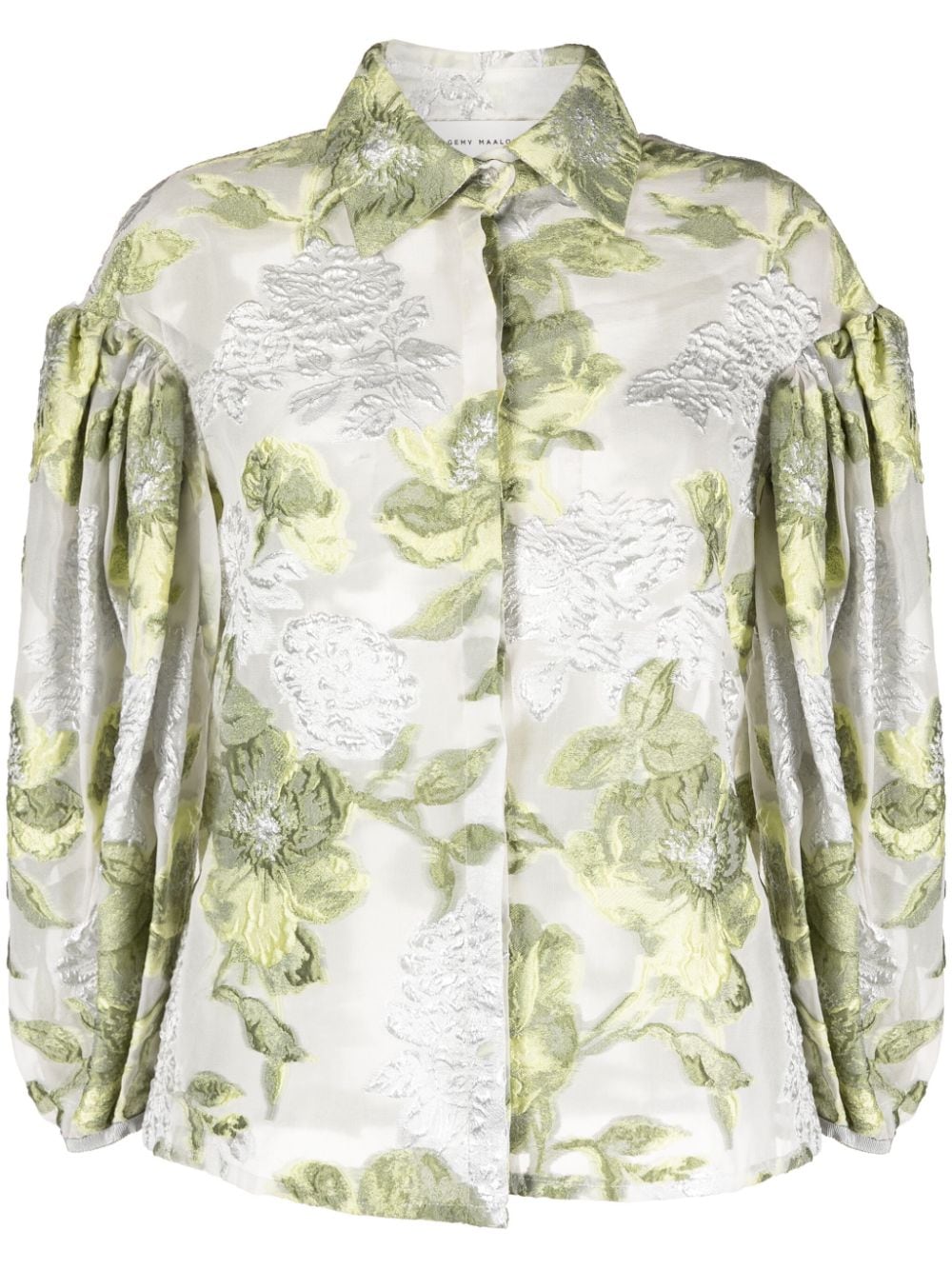 GEMY MAALOUF Gemy Maalouf Floral-Jacquard Organza Blouse