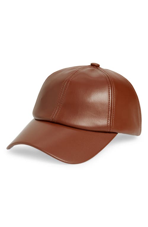 LELE SADOUGHI NWT AUTHENTIC WALNUT FAUX LEATHER BASEBALL CAP Lele Sadoughi Faux Leather Baseball Cap in Walnut | REVOLVE main image 4