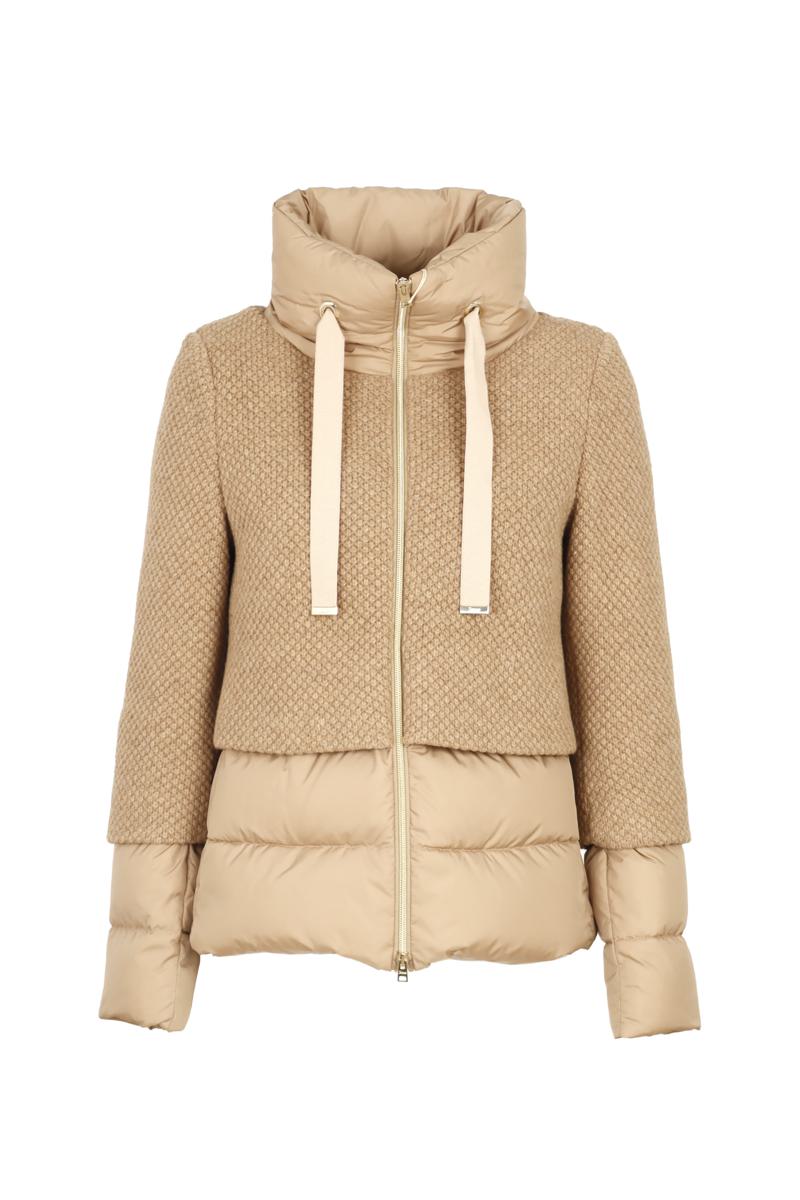 Herno A-Shape Down Jacket In Revival And Chamonix Nylon In Beige