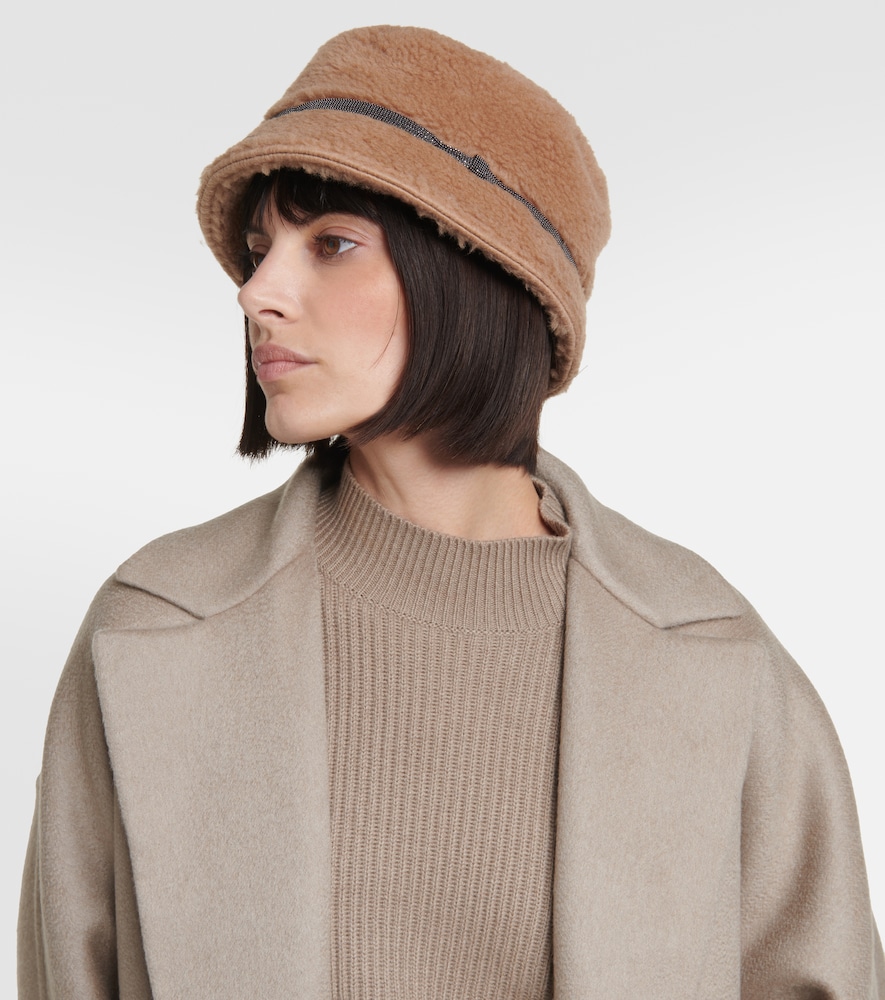Brunello Cucinelli Wool-Blend Shearling Bucket Hat In Brown  display picture 2
