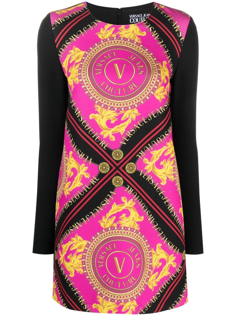 Versace V-Emblem Chain-Print Minidress In Pink 19% Off