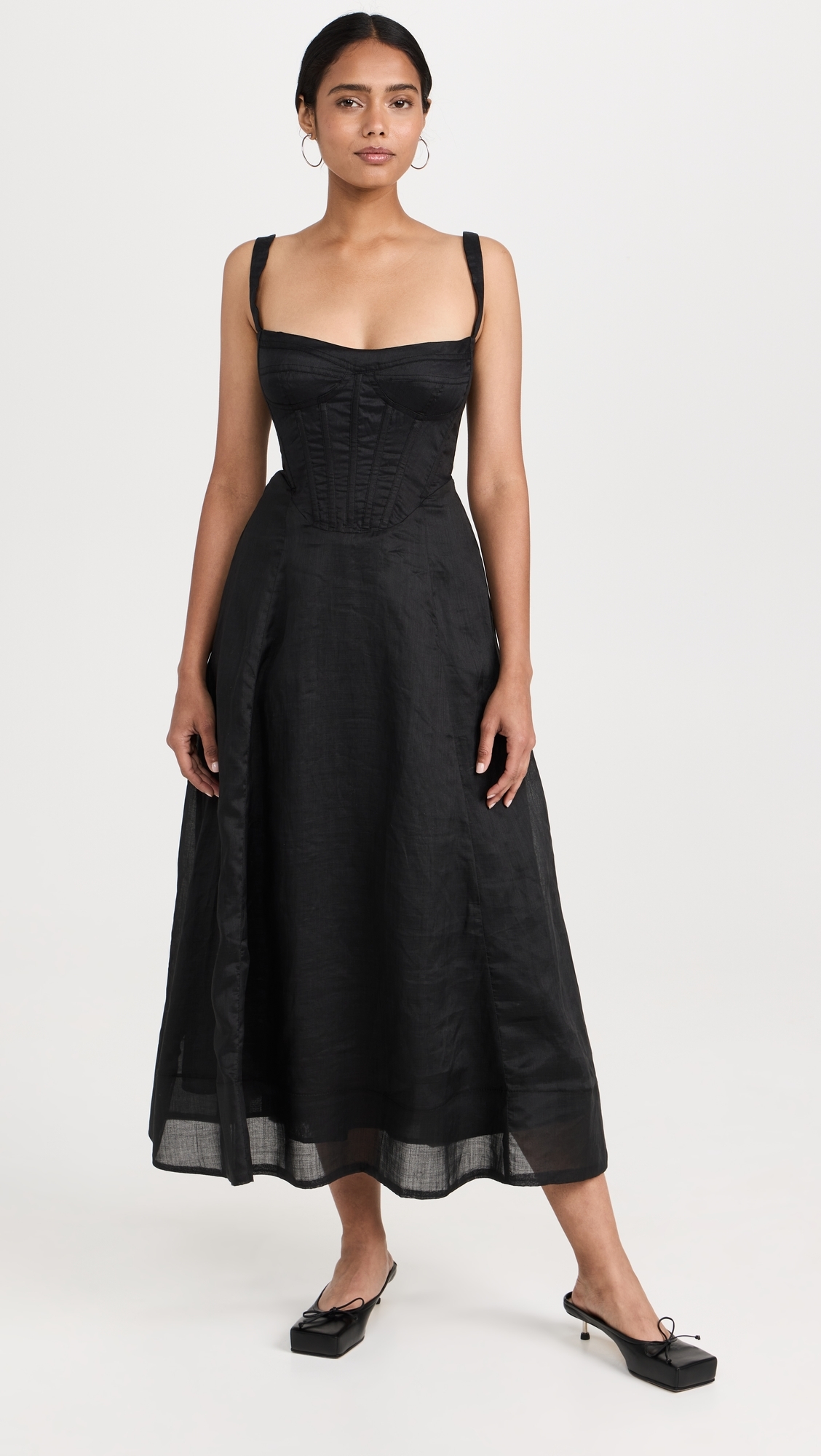 Bardot Adaline Corset Midi Dress In Black - 30% Off | Editorialist