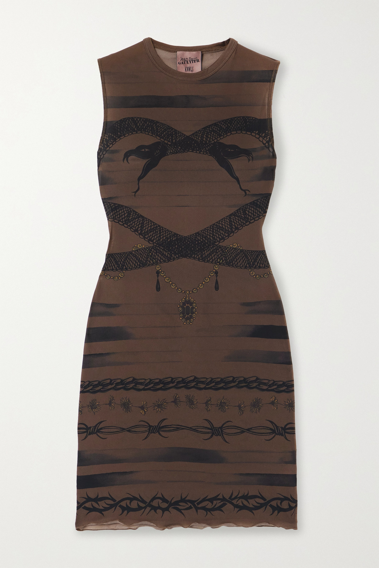 jean paul gaultier x knwls knit mini dress in pink Printed Stretch-Knit Brown - 70% Off Gown