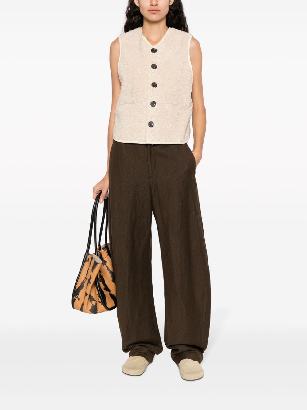 SOEUR V-Neck Faux Shearling Vest