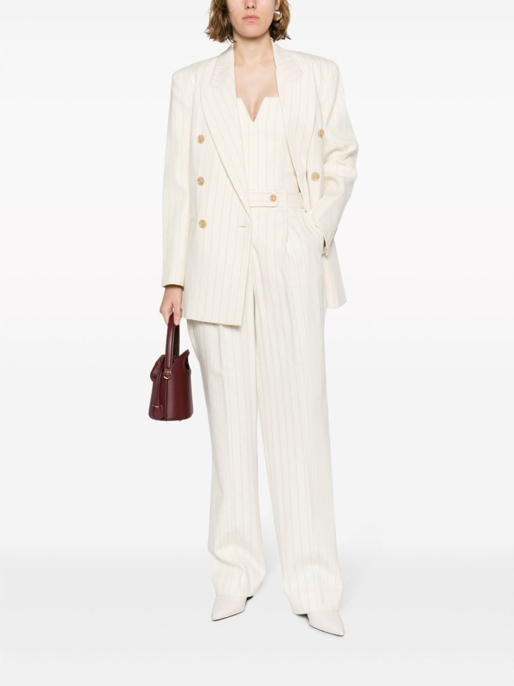 ZIMMERMANN ZIMMERMANN Cropped Pinstriped Corset-Style Top