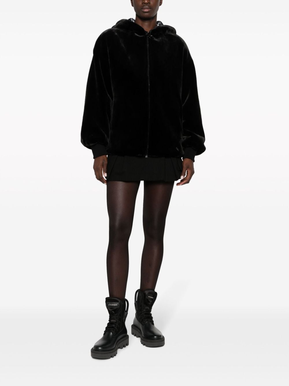 EMPORIO ARMANI Faux-Fur Reversible Hooded Jacket