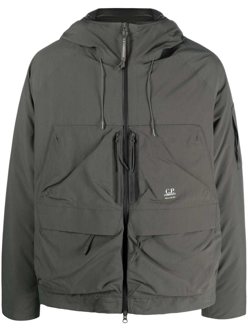 C.P. Company Micro-M Hooded Down Jacket In Green - 61% Off