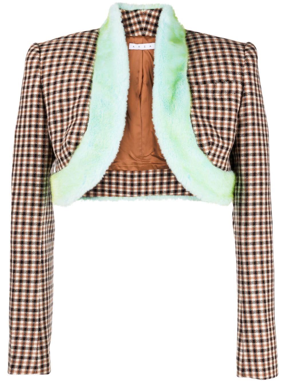 AREA AREA Faux-Fur Trim Cropped Jacket