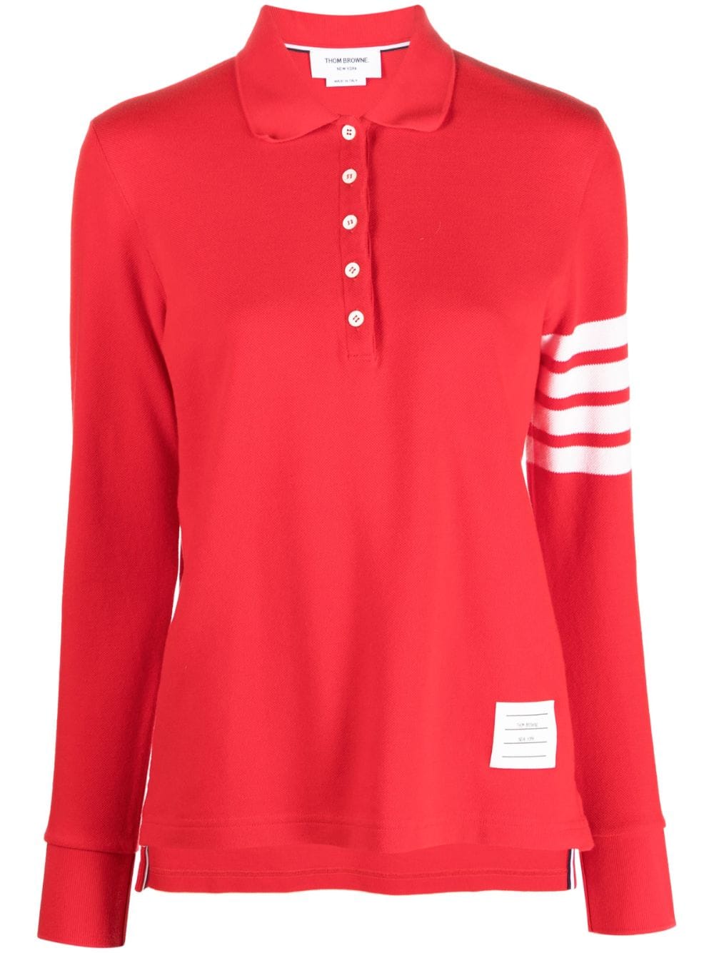 Thom Browne 4-Bar Long-Sleeved Polo Shirt In Red - 50% Off