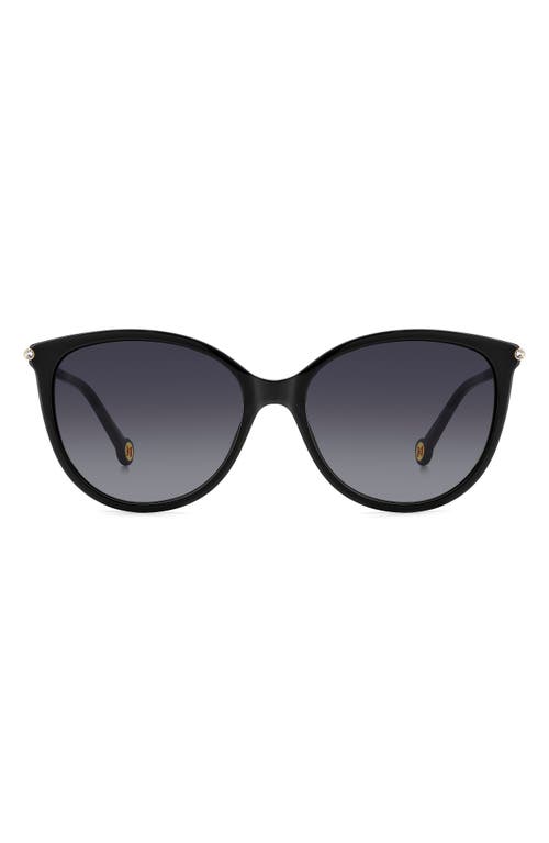 Carolina Herrera 57mm Round Sunglasses - Black Gold  display picture 1