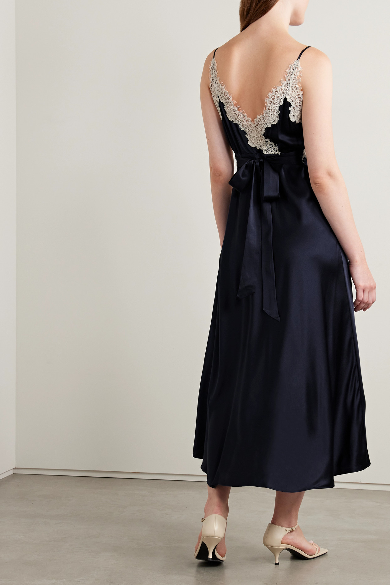chinese dress ladies Navy Lace Trim Bodycon Midi Dress  AX Paris