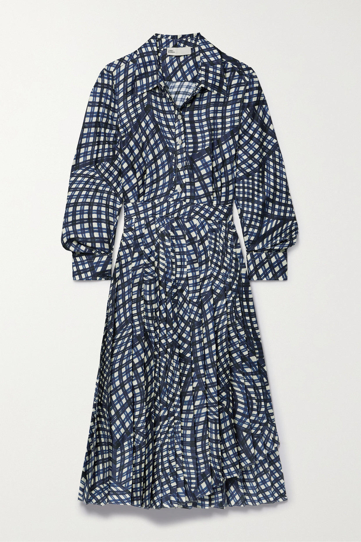 tory burch pleated silk dress Tory Burch Printed Pleated Silk-Twill Midi Shirtdress