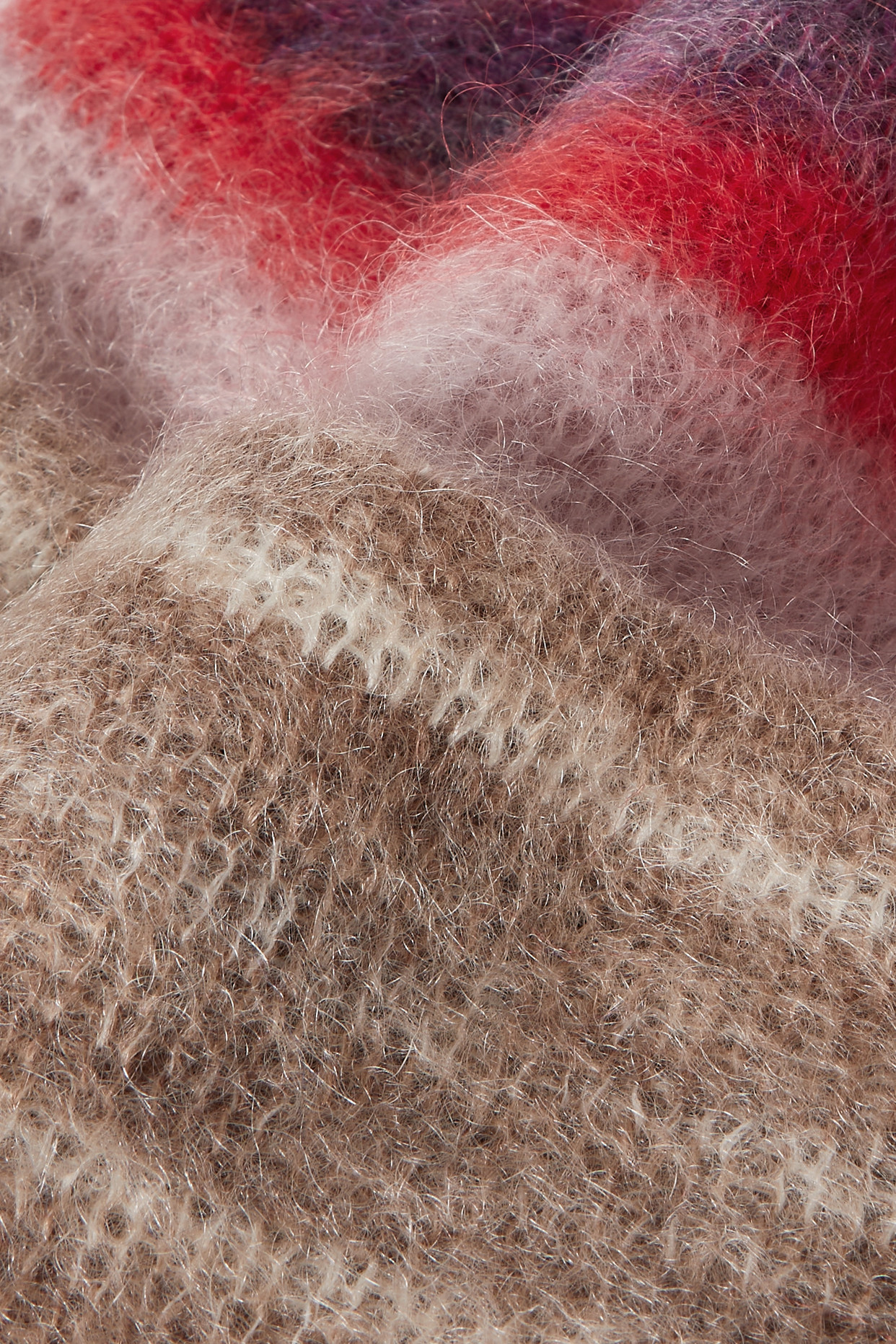Missoni Striped Crochet-Knit Mohair Beanie - Camel 