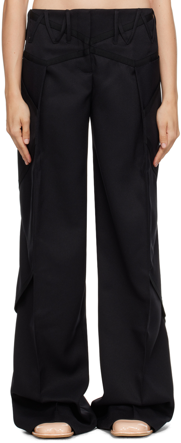 Kiko Kostadinov Black Waterfall Trousers In Pebble Black - 65% Off 