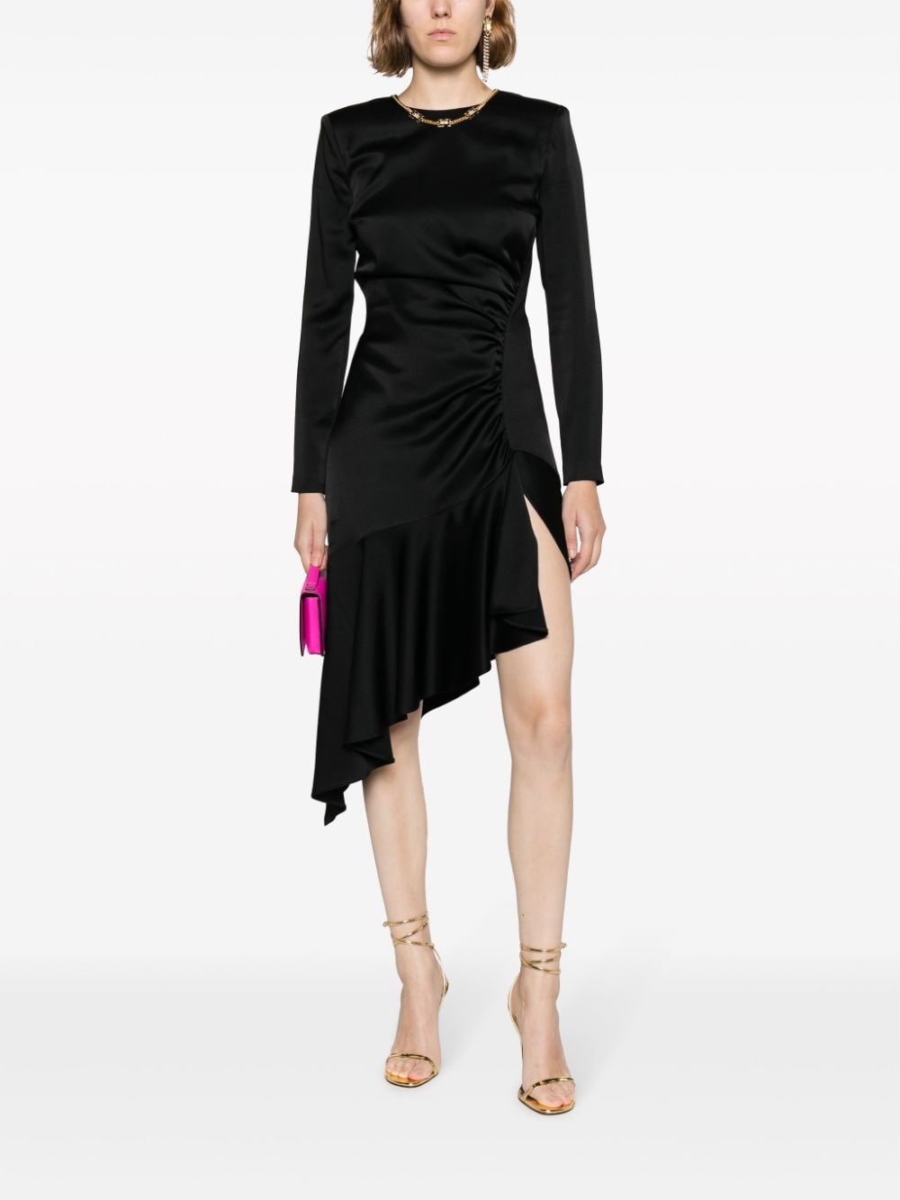 ELISABETTA FRANCHI Elisabetta Franchi chain-embellished asymmetric crepe dress