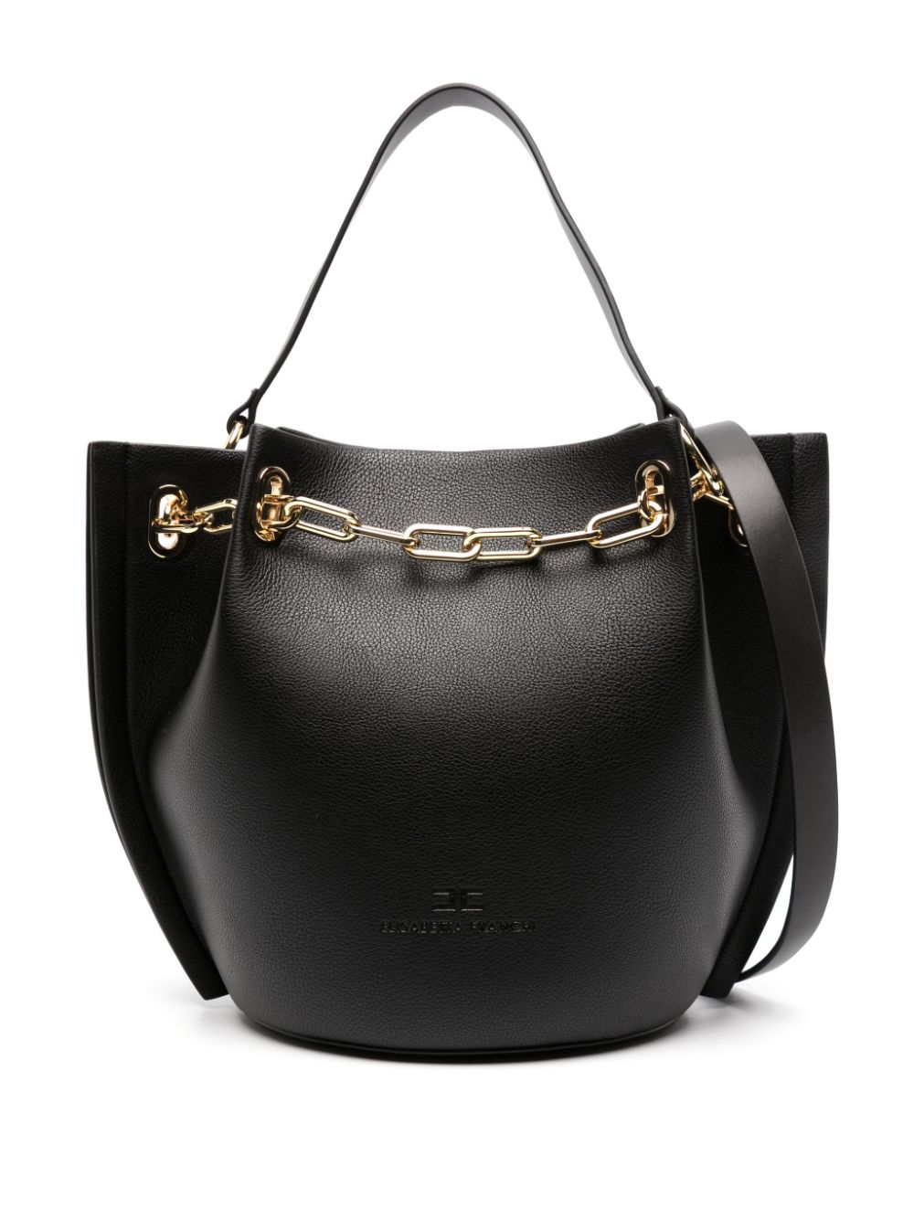 Elisabetta Franchi Chain-Link Bucket Bag Black Editorialist - Main Image