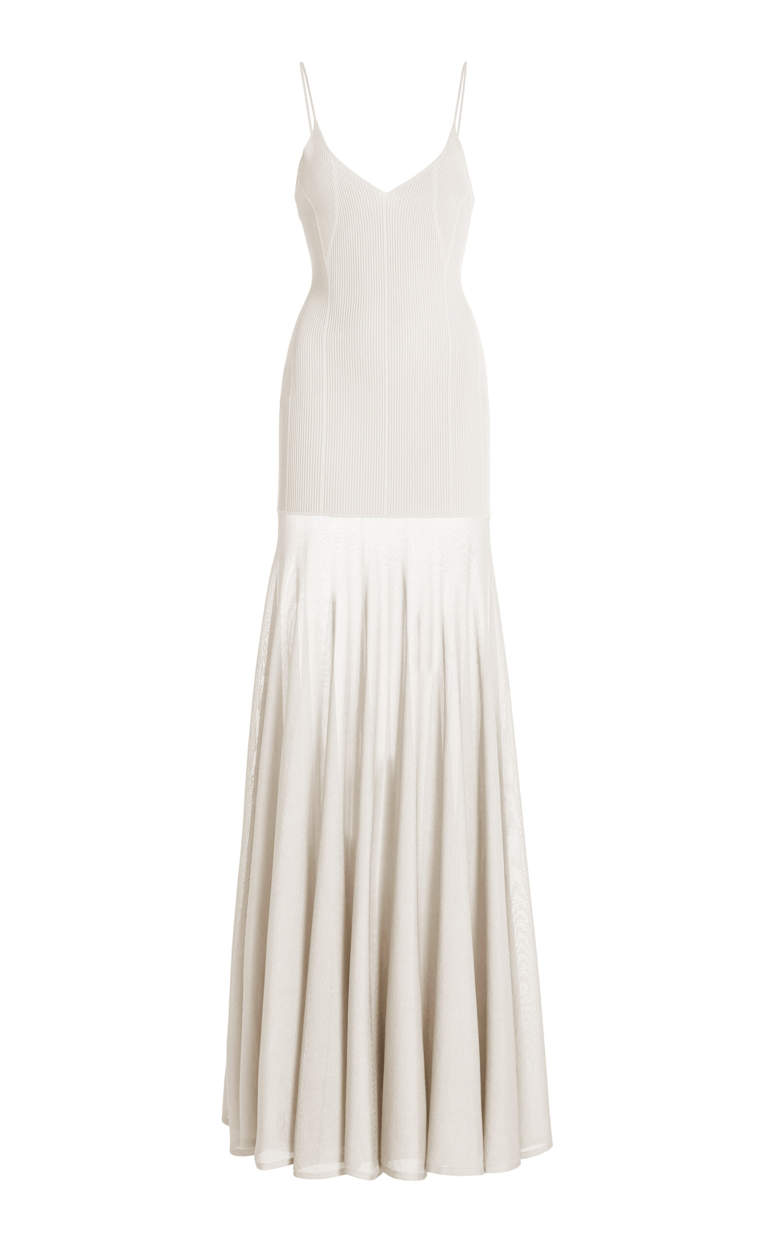 Buy Brandon Maxwell The Katya Sheer Knit Maxi Dress - Ivory At 69% Off