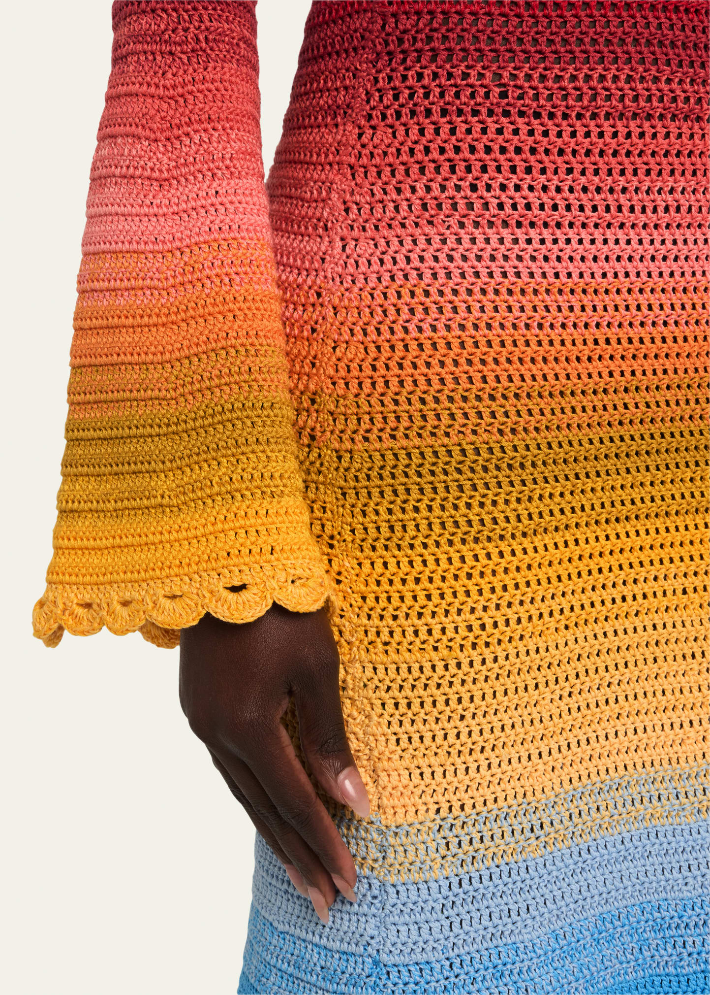 white christmas dresses OSCAR DE LA RENTA OFF SHOULDER RAINBOW OMBRE DRESS – Belinda International main image 1